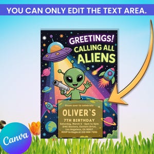 Galaxy Alien Birthday Invitation – Printable Space Party Card for Kids ...