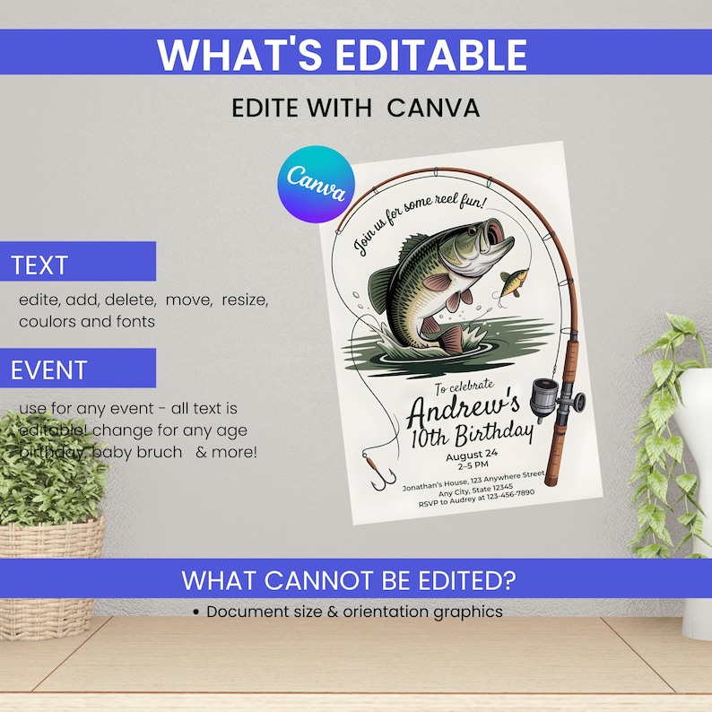 Fishing Birthday Invitation: Reel in the Fun, Fish Theme (canva ...