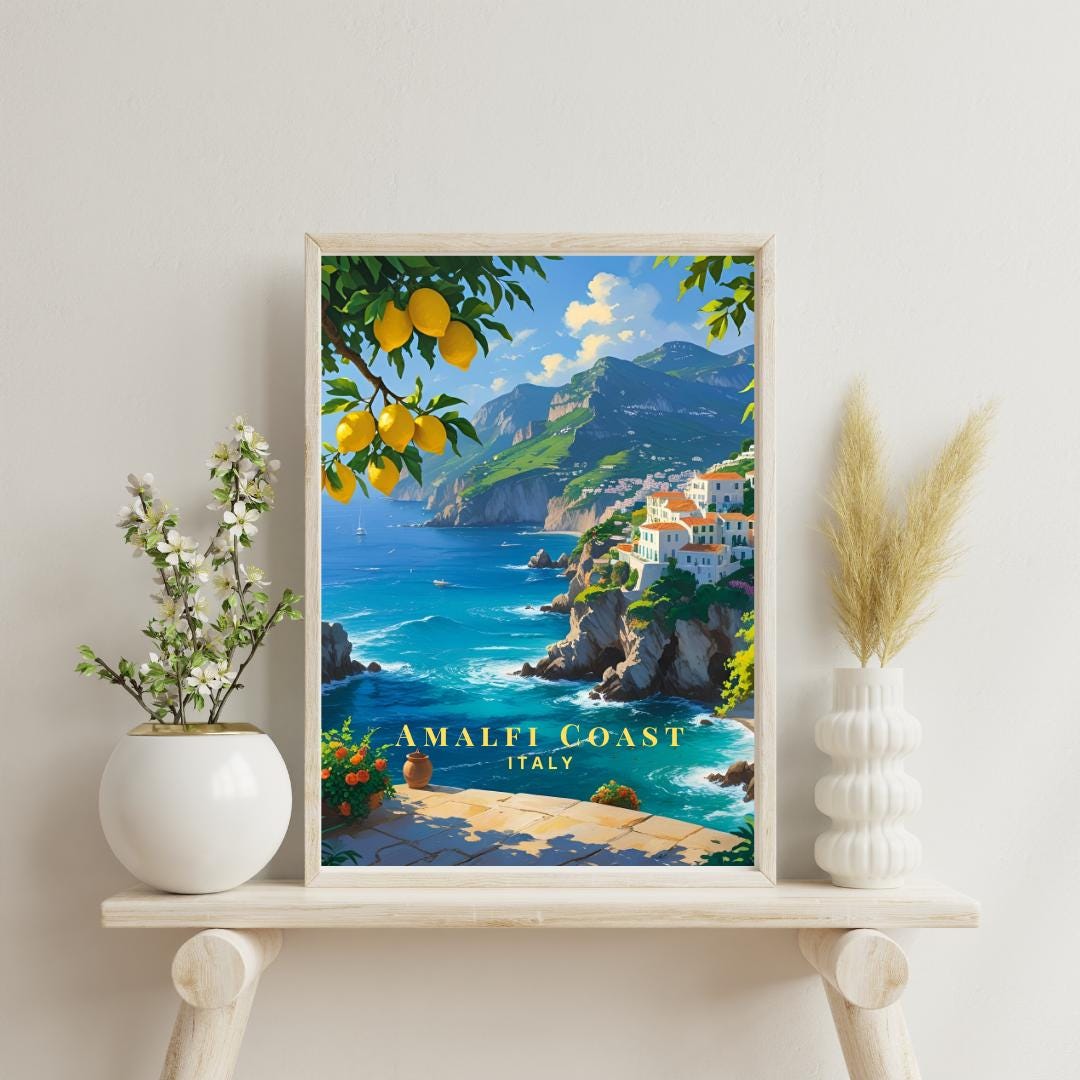 Amalfi Coast Travel Poster - Amalfi Coast Wall Art - Italy Travel Poster - Italy Wall Art - Home ...