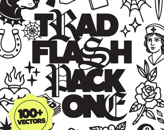 Old School Traditional Tattoo Flash Vector Graphics Pack #1 100+ SVG ...