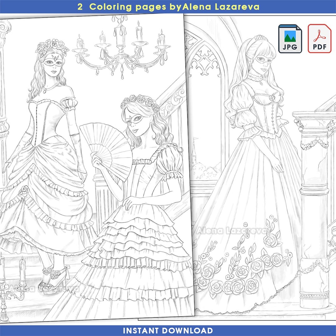 Victorian Grayscale Coloring Pages: Hand-drawn Light & Shadow (PDF ...