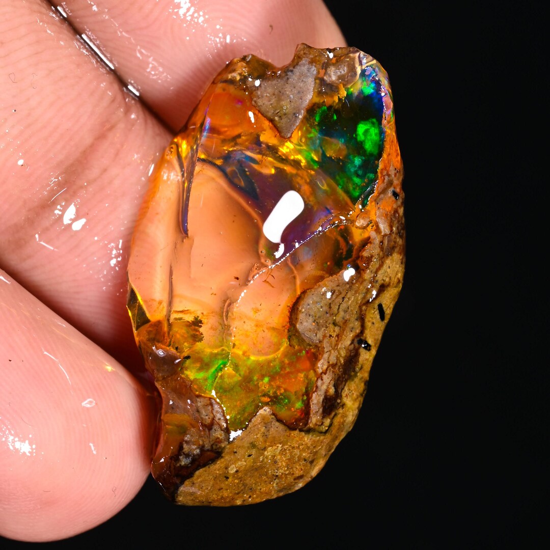 Ethiopian Welo Opal Rough | Neon Green Fire Opal 32.85 Ct 32X18X12 MM J ...