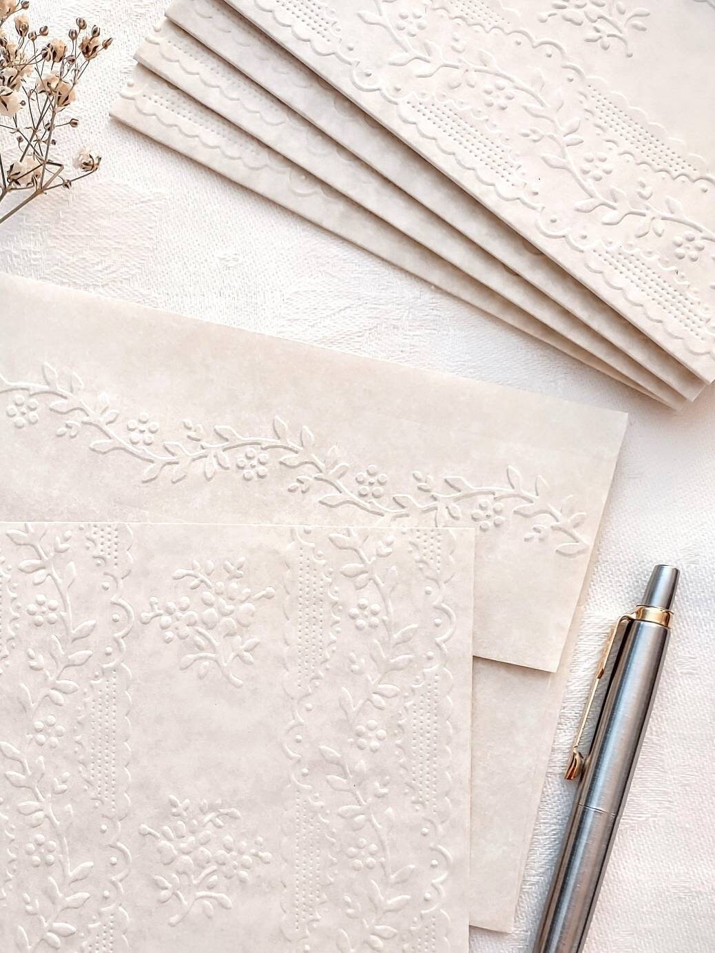 Embossed Note Card, Lace Stationary, A2 Card With Matching Envelope ...