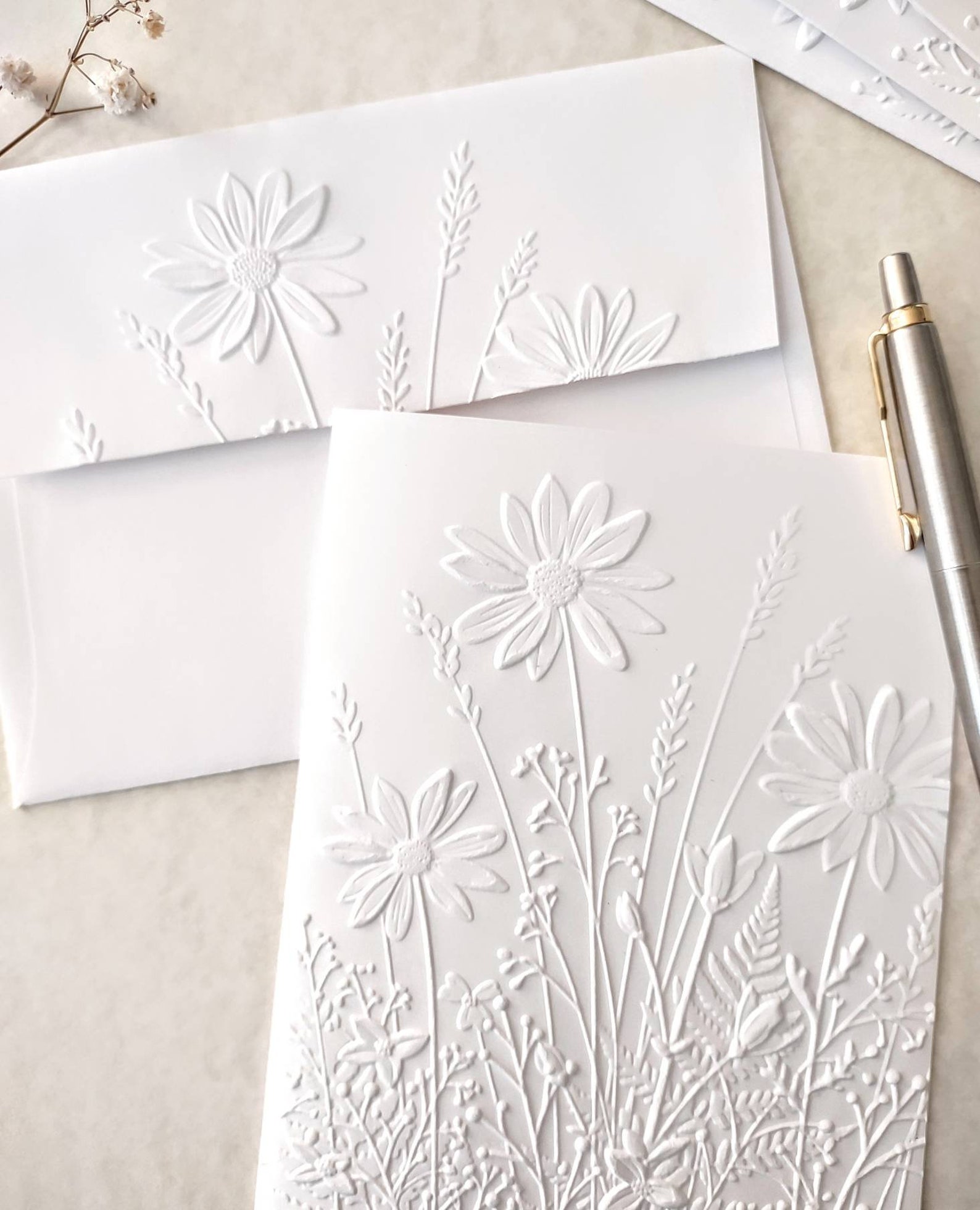 Embossed Wildflower Notecards, A2 Size 4.25 X 5.50" With Embossed ...