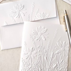 Embossed Wildflower Notecards, A2 Size 4.25 X 5.50" With Embossed ...