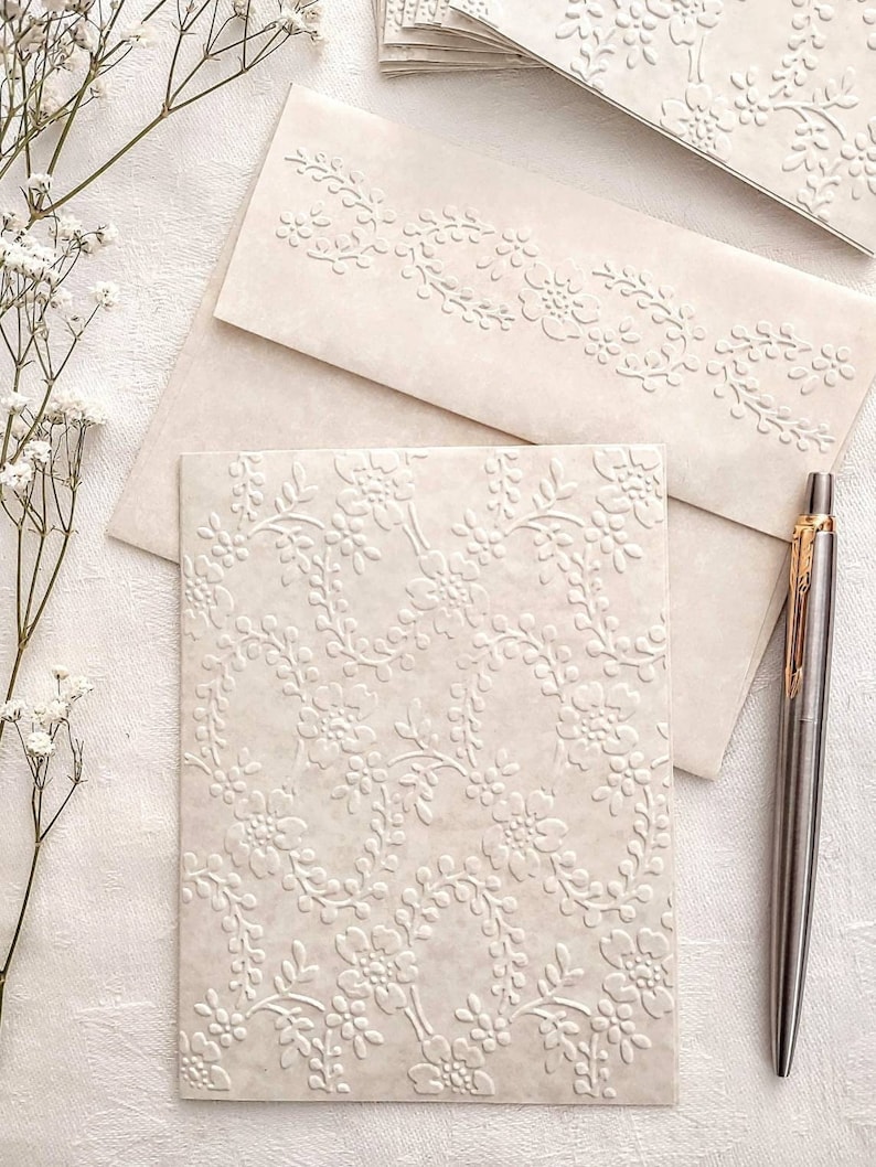 Embossed Note Cards Vintage Style Note Cards Note Card Set - Etsy