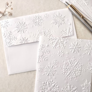 Snowflake Notecards A2 Size 5.5 X 4.25" With Embossed Envelopes, White ...