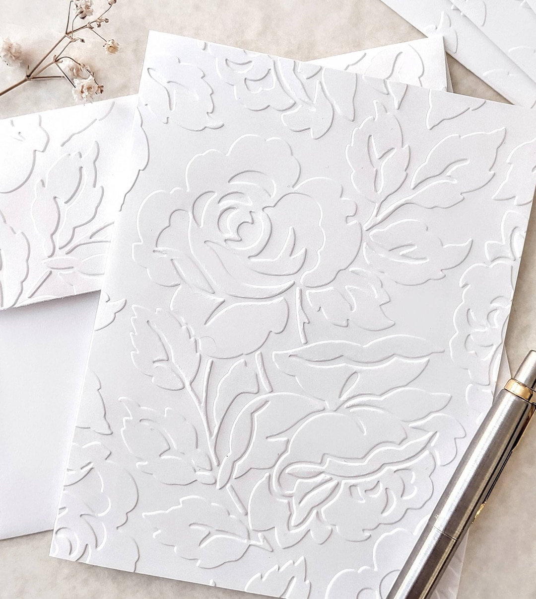 Rose Blossom Card, A2 Size 4.25 X 5.50" All Occasion Blank Inside With ...