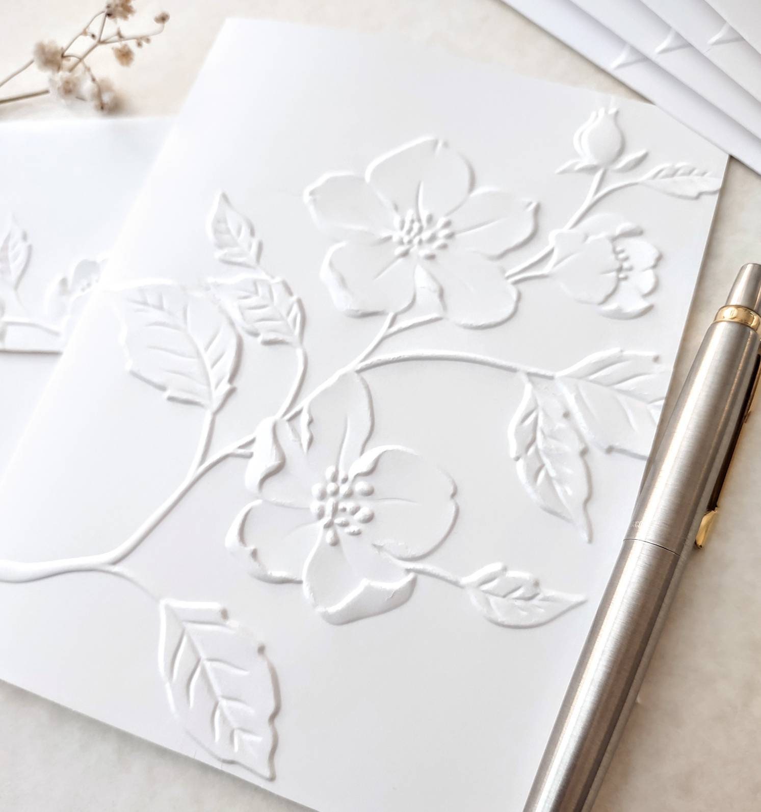 Wild Rose Greeting Card, Embossed All Occasion Card With Matching ...