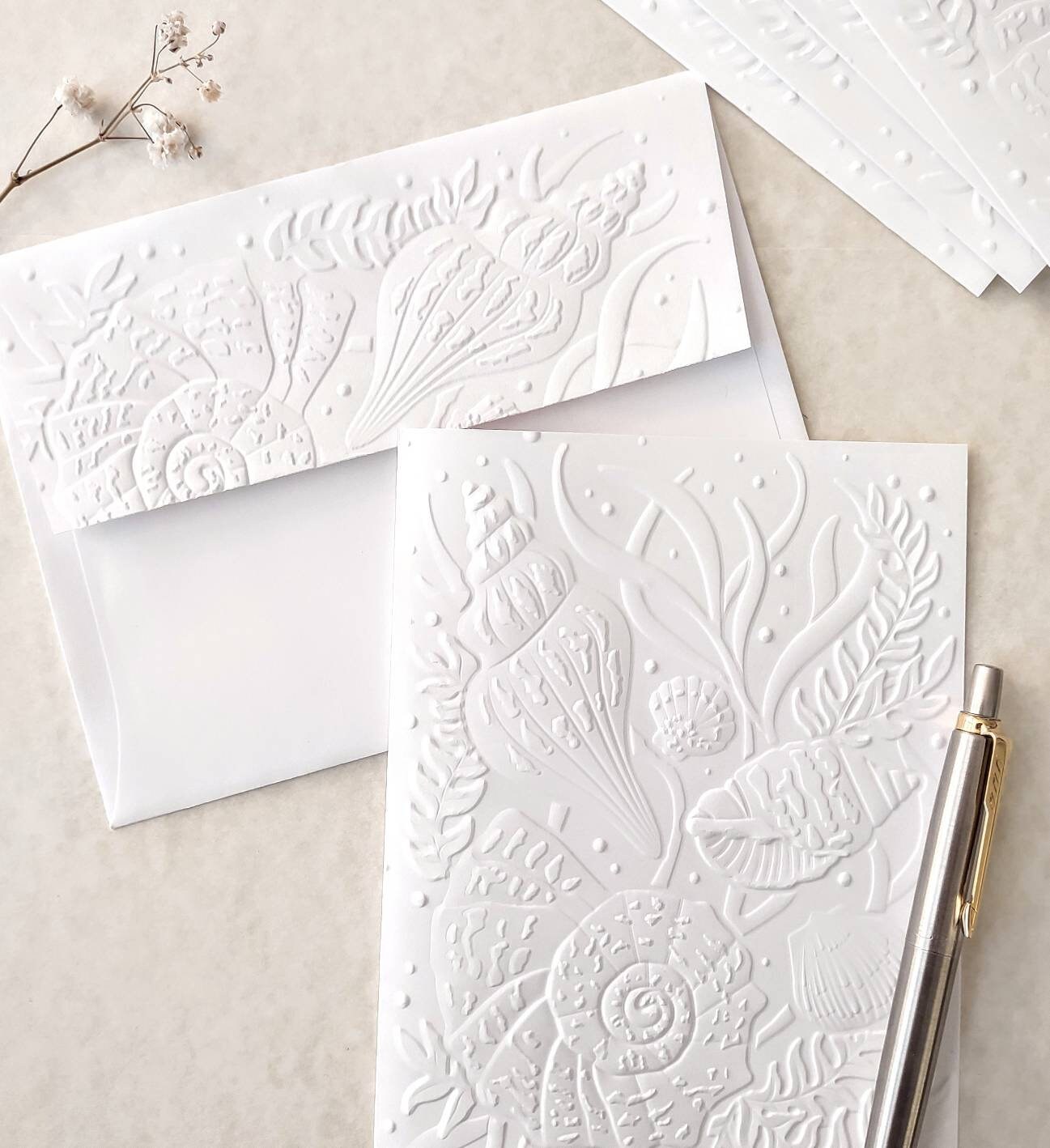 Beach Note Card, White Sea Shell Notecard, A2 Size 4.25 X 5.50" Beach ...