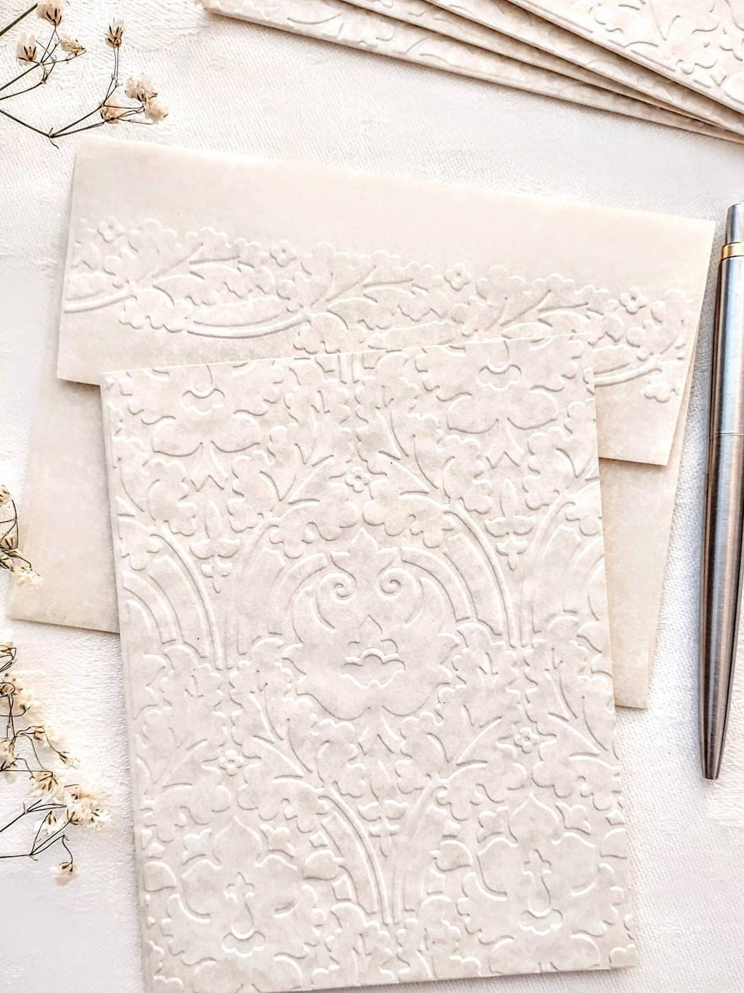 Embossed Note Cards, Vintage Style Stationary A2 Size 4.25 X 5.50 ...