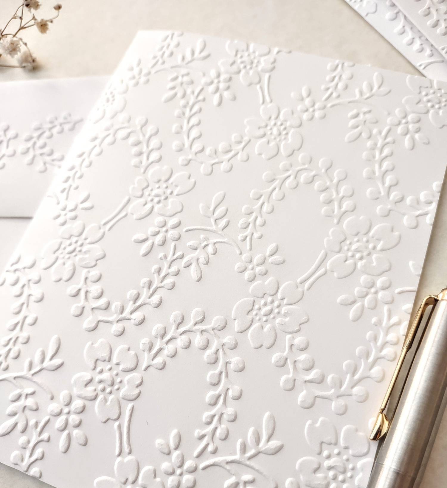 Embossed White Note Cards Set of 5 or 10 Cards 4.25 X - Etsy