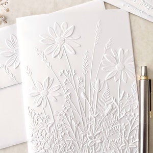 Embossed Wildflower Notecards, A2 Size 4.25 X 5.50" With Embossed ...