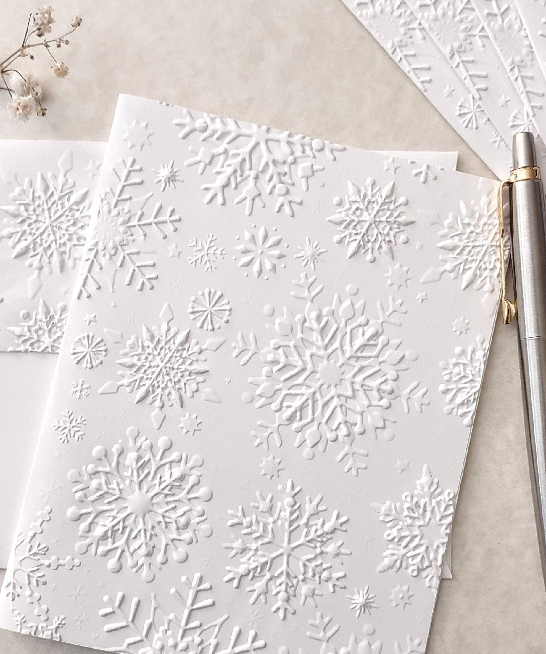 Snowflake Notecards A2 Size 5.5 X 4.25 With Embossed Envelopes, White ...