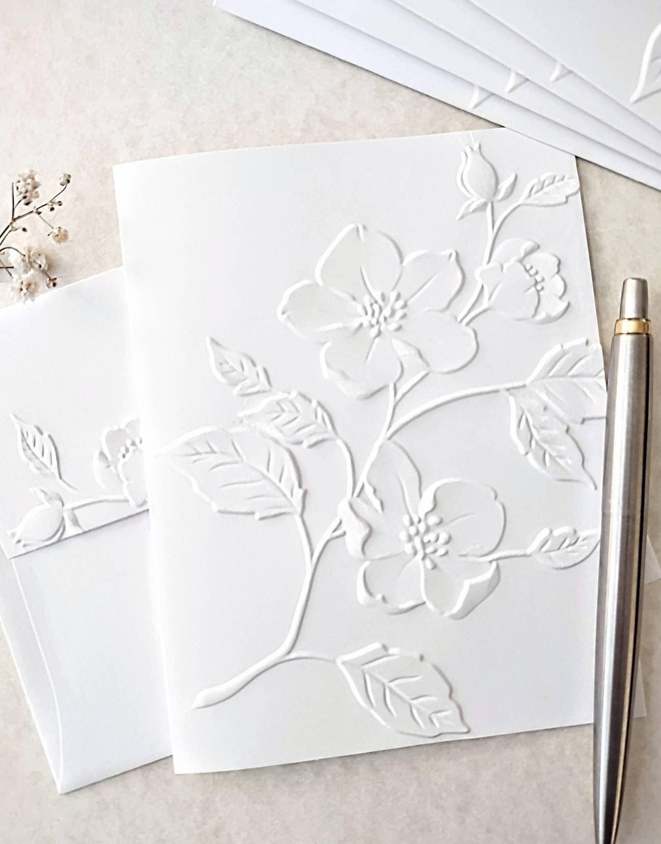 Wild Rose Greeting Card, Embossed All Occasion Card With Matching ...