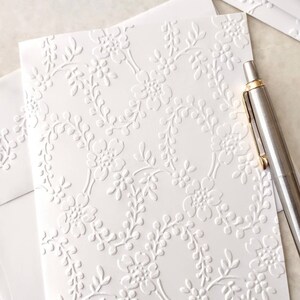 Embossed White Note Cards Set of 5 or 10 Cards, 4.25 X 5.50" Vintage ...