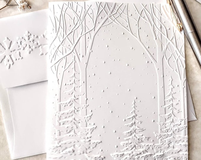 Handmade Embossed Christmas Cards With Snowflakes - Etsy