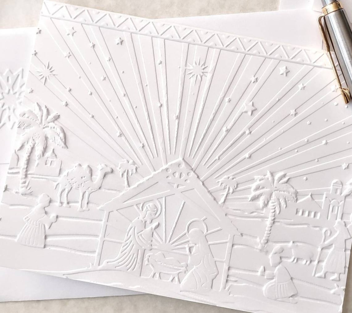 Nativity Christmas Card A2 Size 5.5 X 4.25 With Embossed Envelope ...