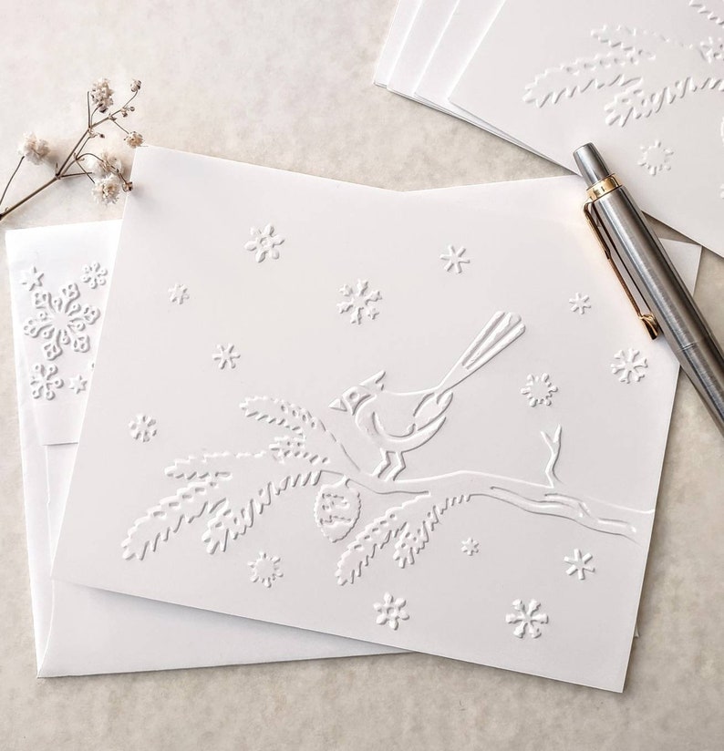 Cardinal Note Cards, Embossed Stationary With Matching Embossed ...