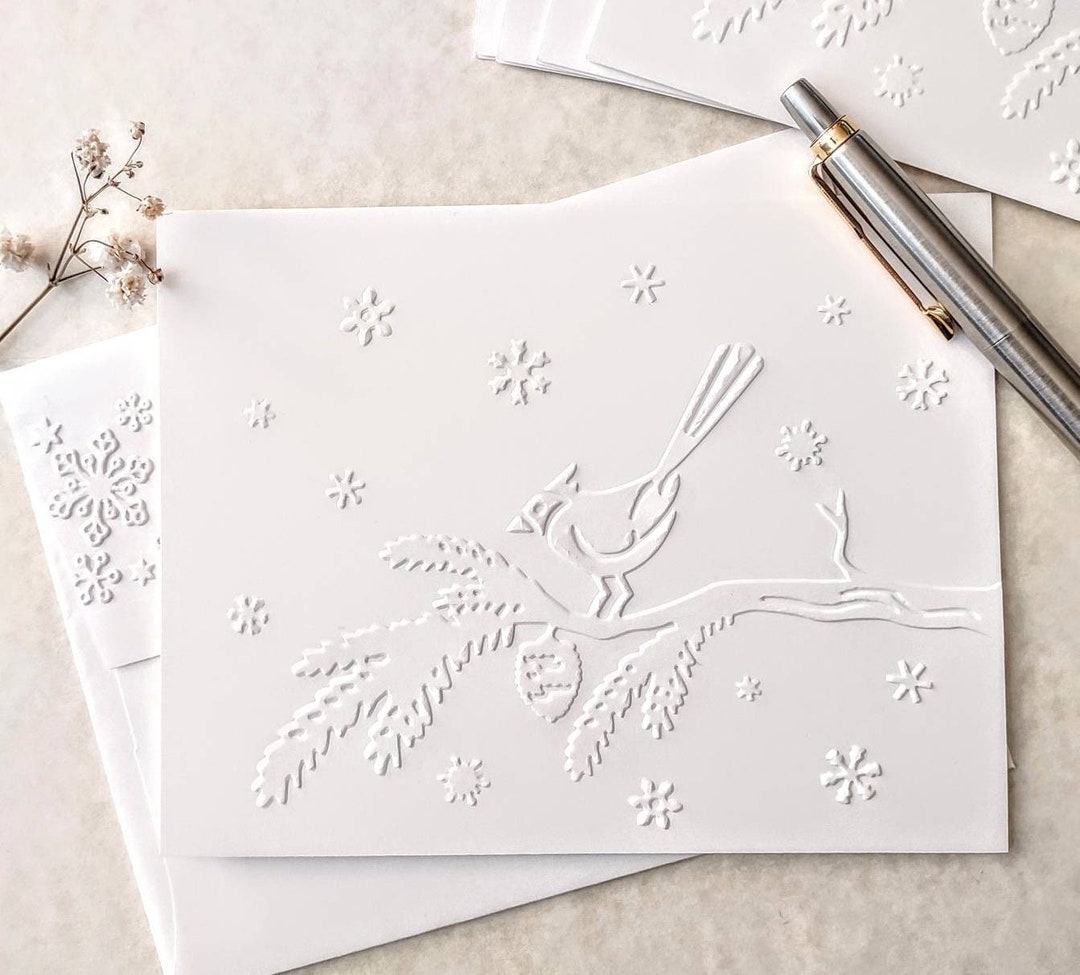 Cardinal Note Cards, Embossed Stationary With Matching Embossed ...