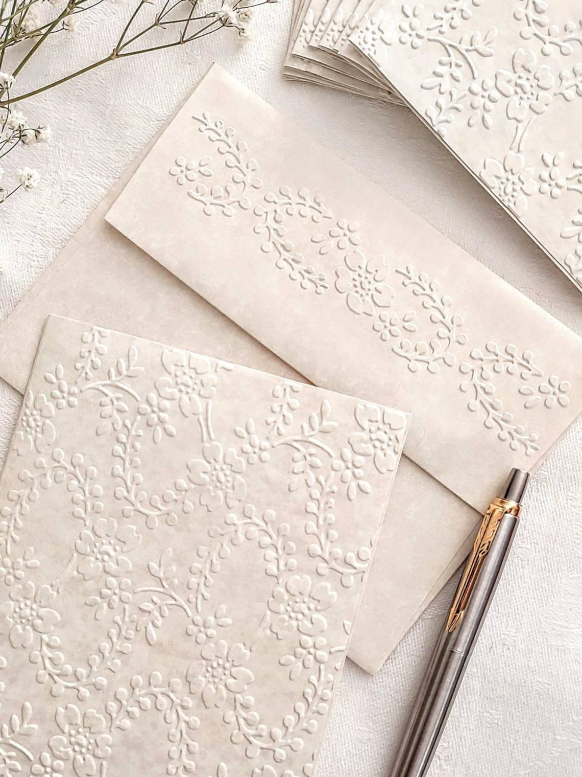 Embossed Note Cards, Vintage Style Note Cards, Note Card Set With ...