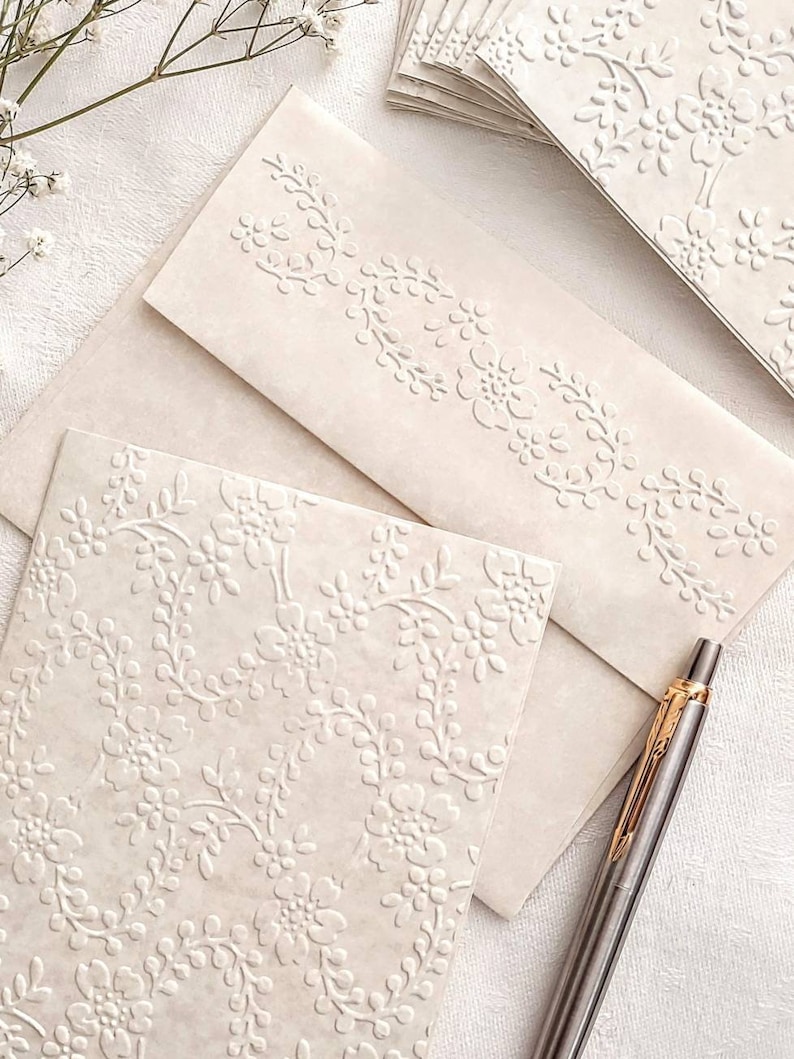 Embossed Note Cards, Vintage Style Note Cards, Note Card Set With ...