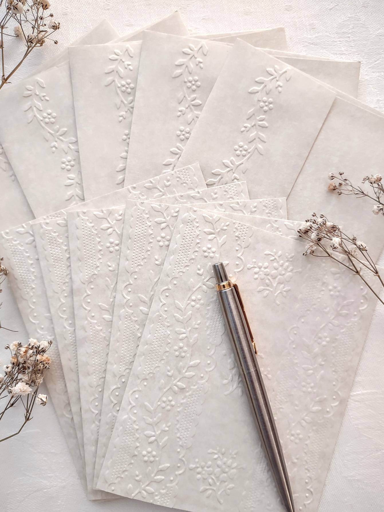 Embossed Note Card, Lace Stationary, A2 Card With Matching Envelope ...