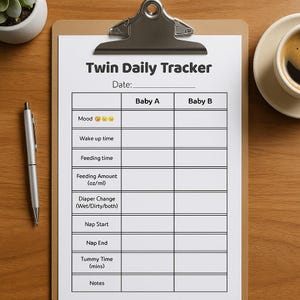 Twin Baby Daily Tracker | Printable PDF for Twins | Feeding, Diapers ...