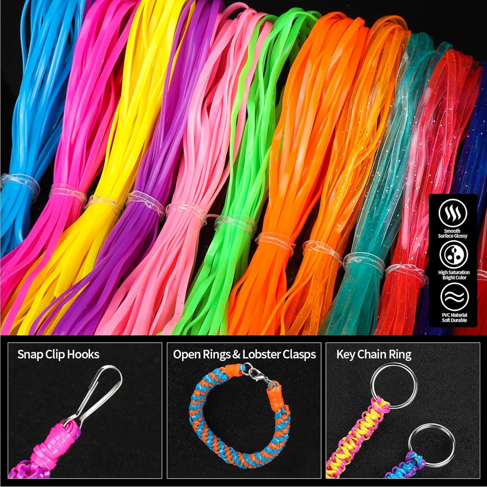 Lanyard String Kit: 12 Colors PVC Plastic Lacing Cord - Jewelry Making ...