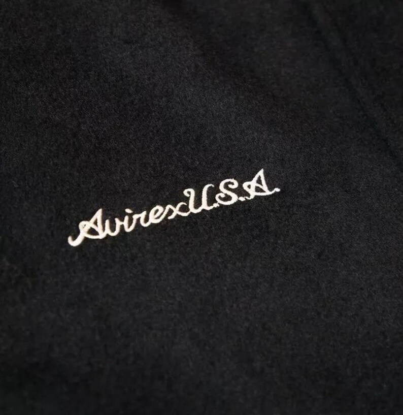Handmade Avirex USA Men's Black Wool & Cowhide Leather Varsity Bomber ...