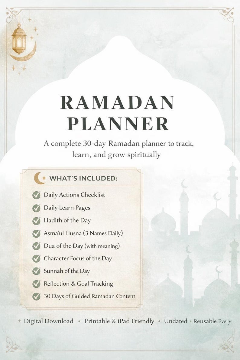 Ramadan Planner 2026 | Digital Islamic Planner | Daily Salah, Dua ...