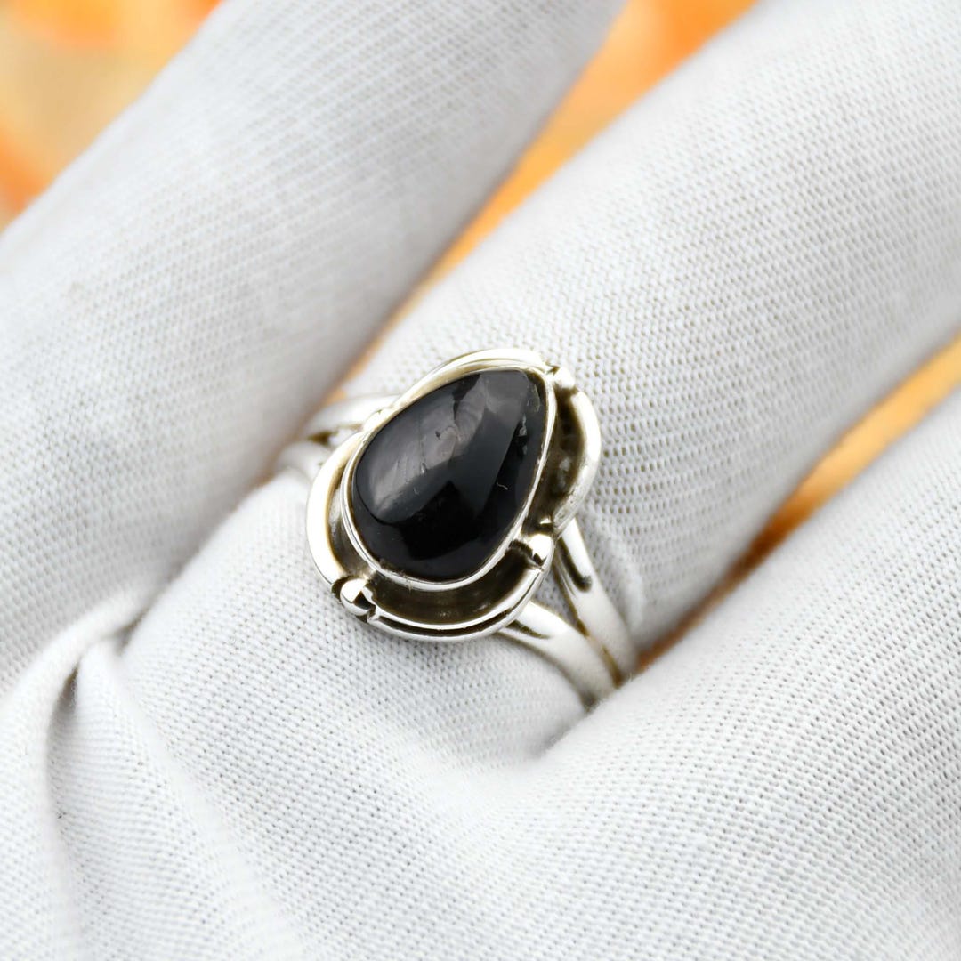 Handmade Sterling Silver Black Obsidian Ring, Gemstone Jewelry - Etsy