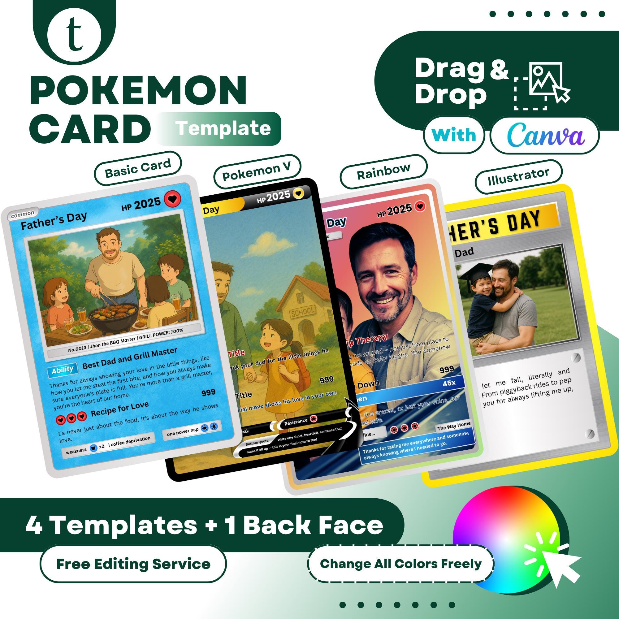 Father Day Pokemon, Editable Pokemon Card, Custom Photo Pokemon ...