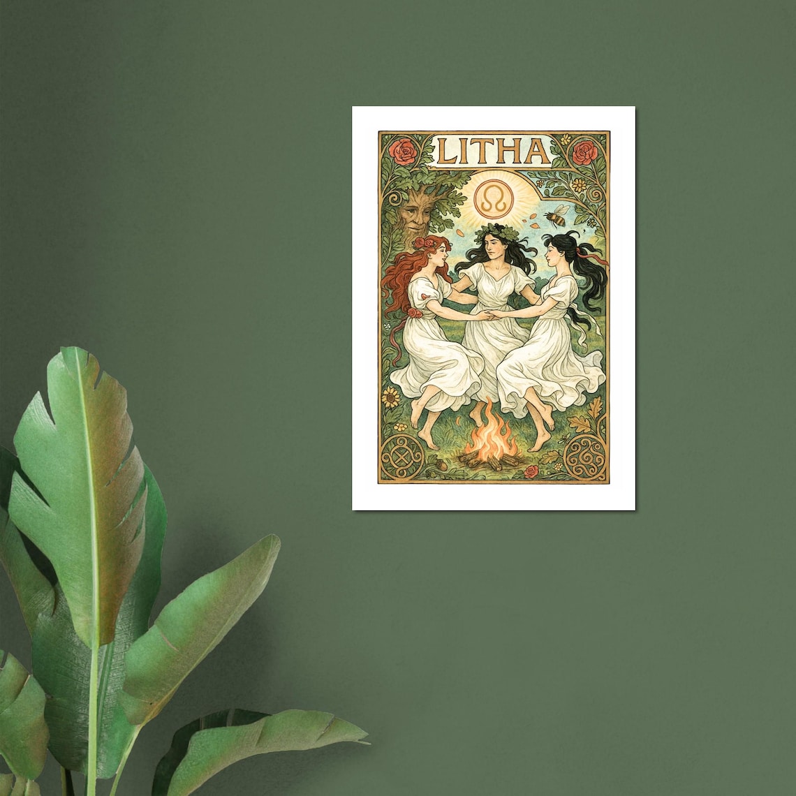 Litha Wall Art Print, Summer Solstice, Witchy Boho, Vintage Art Nouveau ...