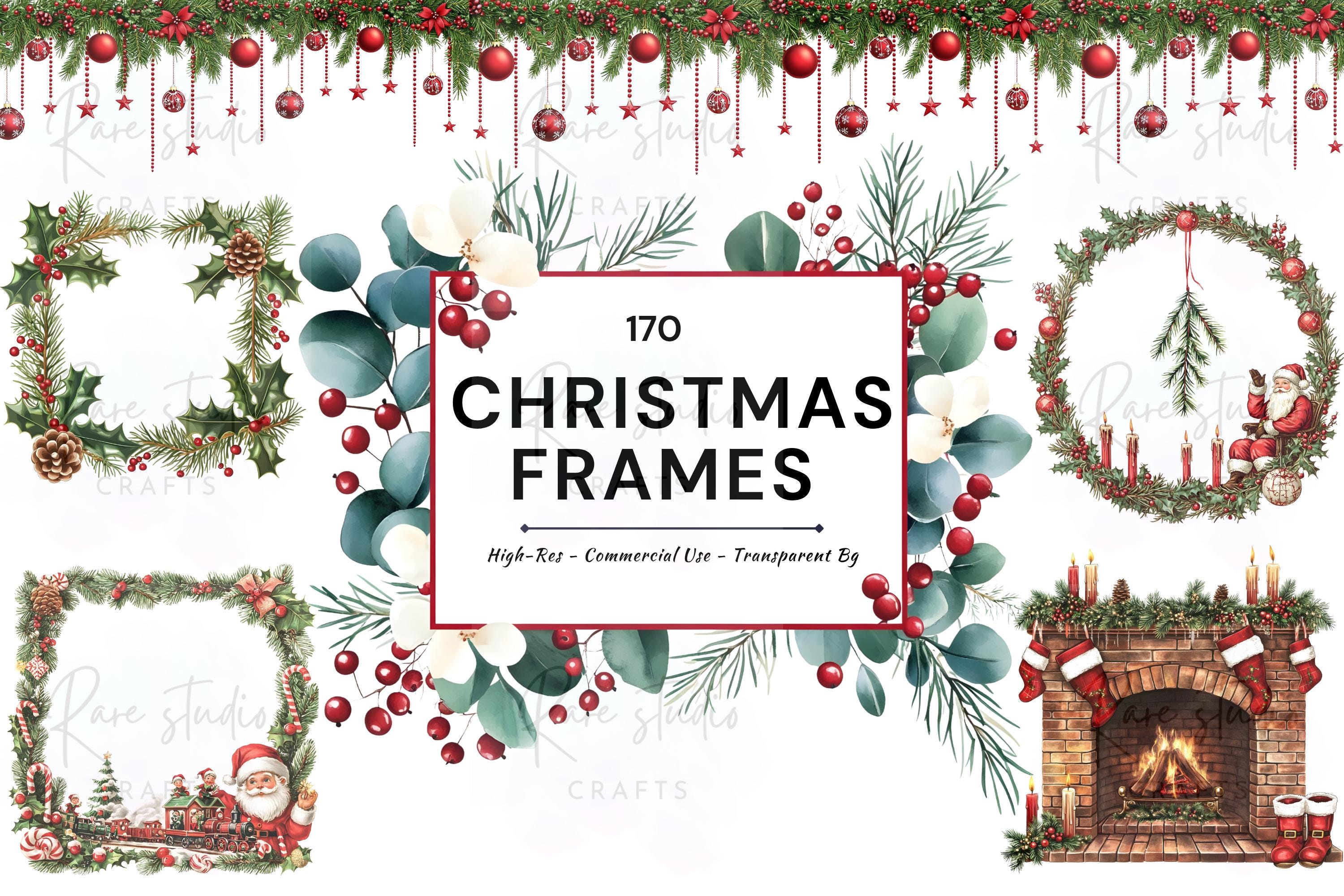 Christmas Frames Clipart Bundle Watercolor Holiday Borders Festive ...