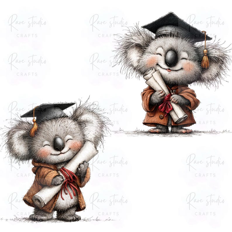 Graduation Animals Clipart PNG Bundle, Animal Graduates Diploma Cap ...