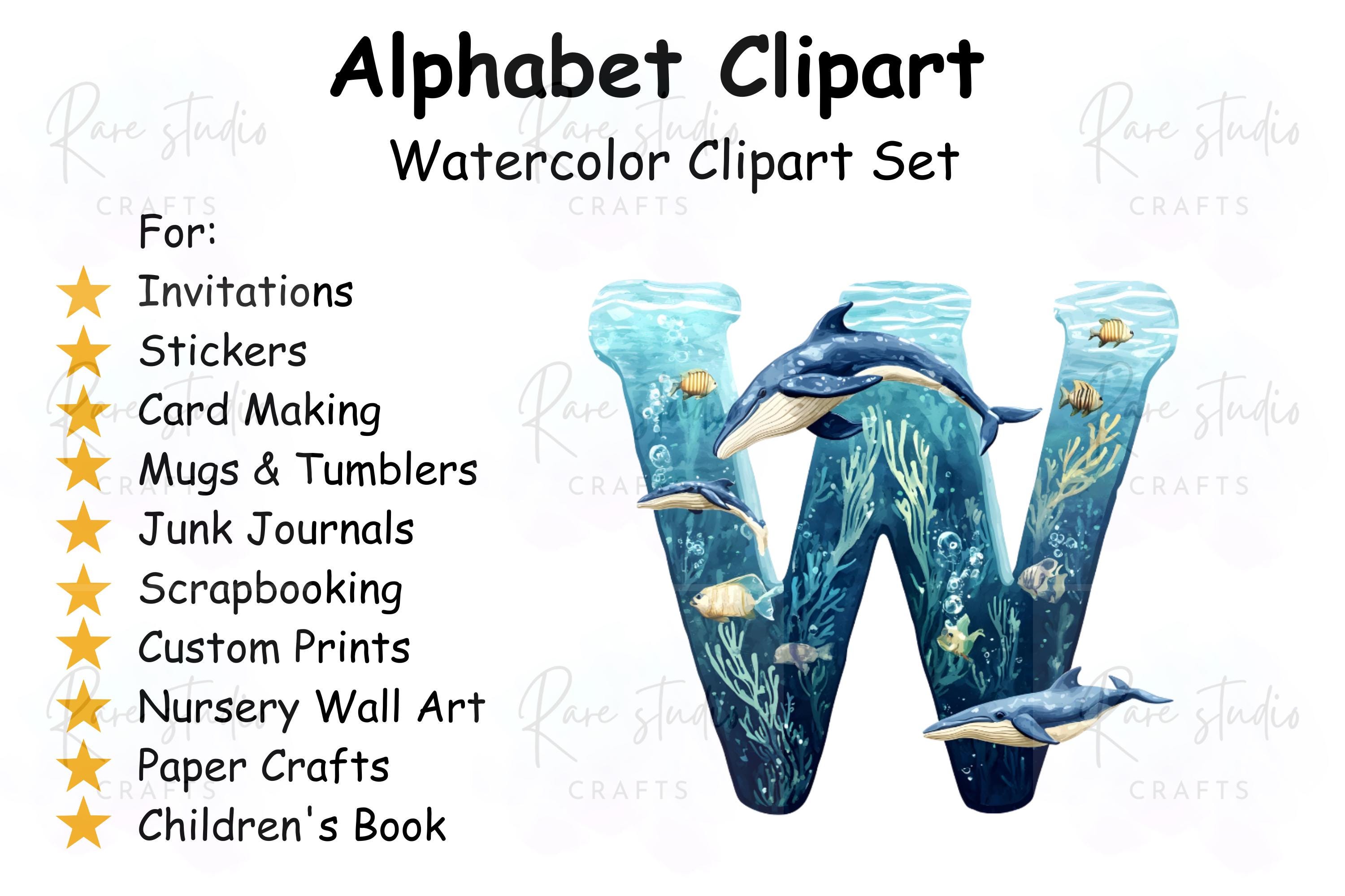 Watercolor Animal Alphabet Clipart: Educational Nursery Decor (PNG ...