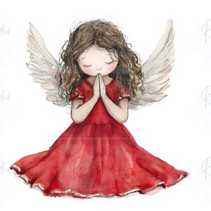 Whimsical Christmas Angels Clipart Bundle Watercolor Holiday Angel Pngs ...