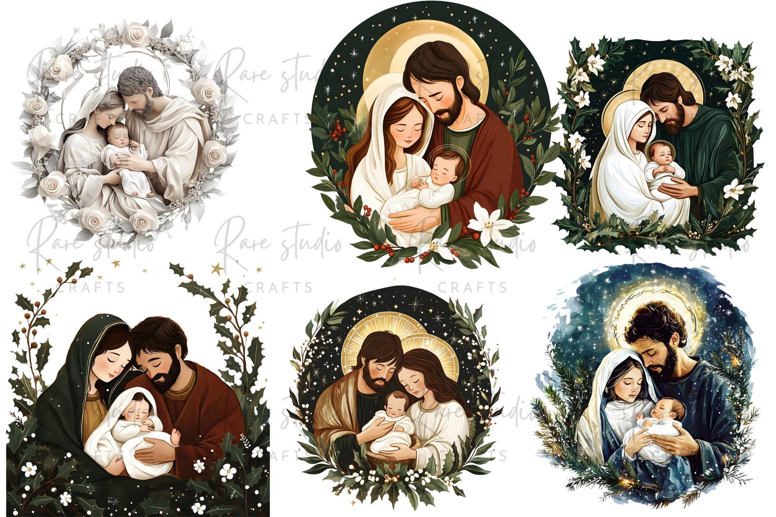 Watercolor Nativity Clipart Bundle, Religious Christmas Holy Family PNG ...
