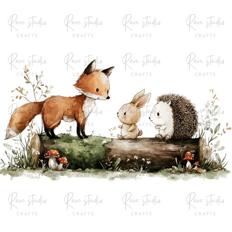 Woodland Animals Clipart Bundle Watercolor Forest Animals PNG Nursery ...