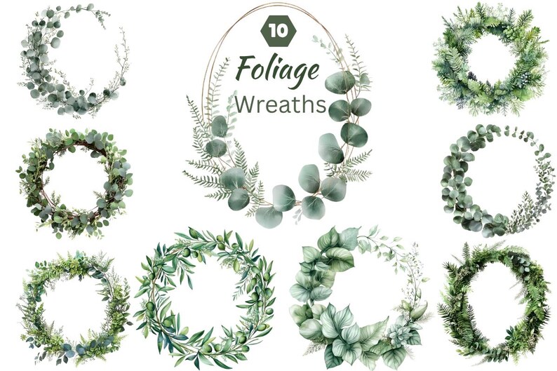 Watercolor Foliage Clipart Bundle | Botanical Wreaths, Frames (instant ...