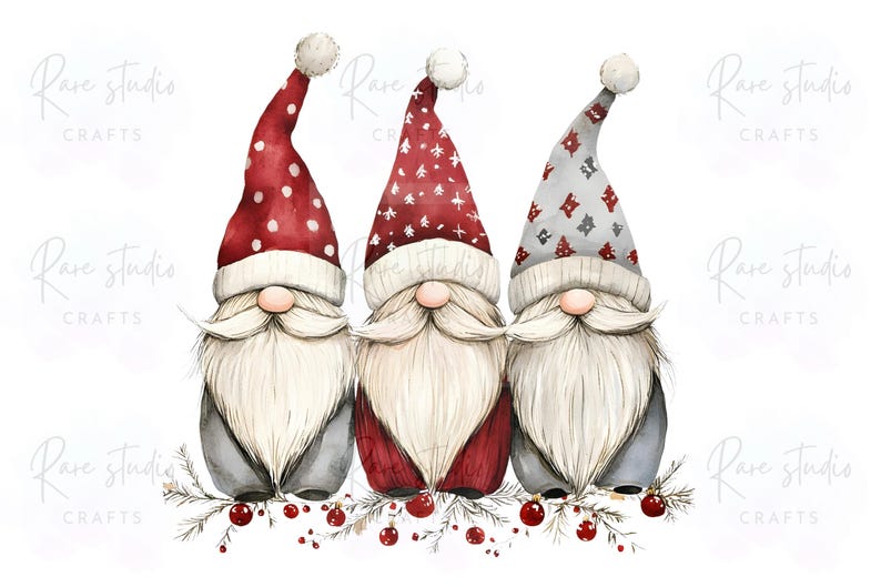 Watercolor Christmas Gnome Clipart, Nordic Tomte PNG Bundle for Winter ...