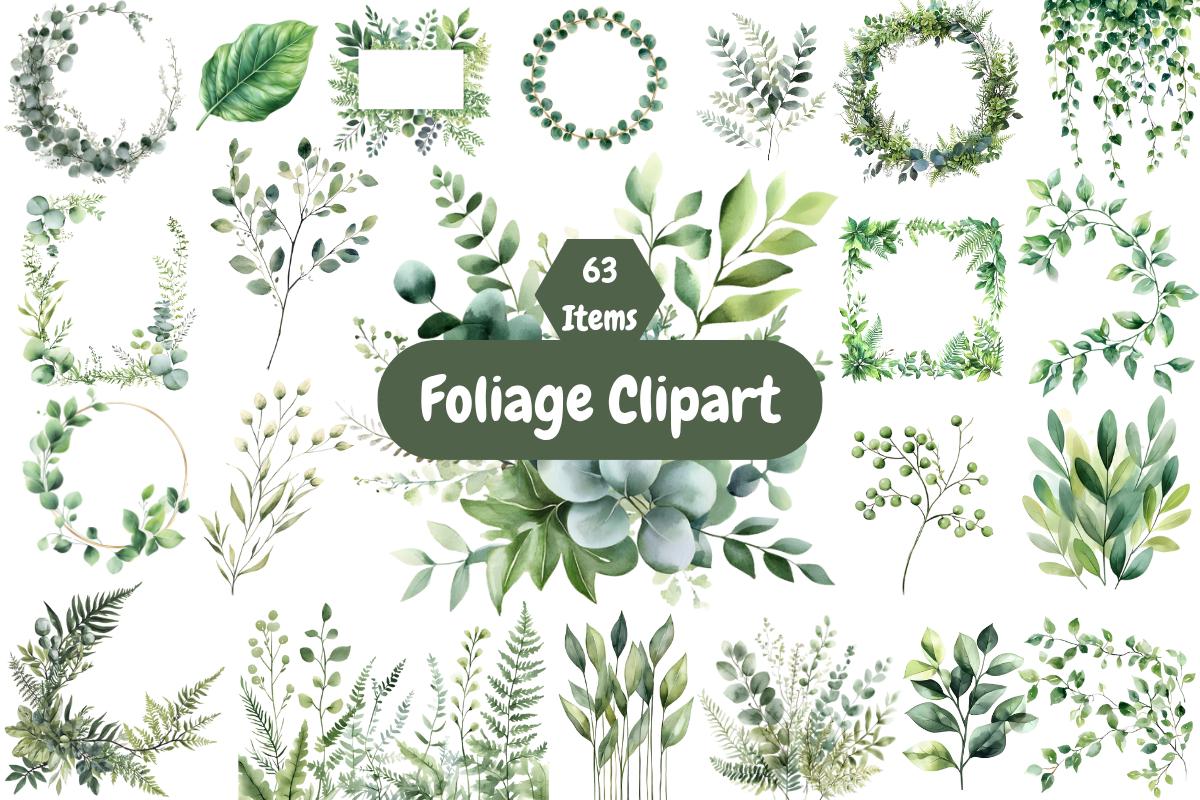 Watercolor Foliage Clipart Bundle | Botanical Wreaths, Frames (instant ...