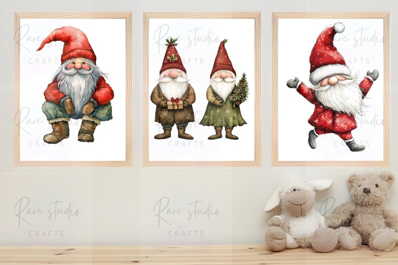 Watercolor Christmas Gnome Clipart, Nordic Tomte PNG Bundle for Winter ...