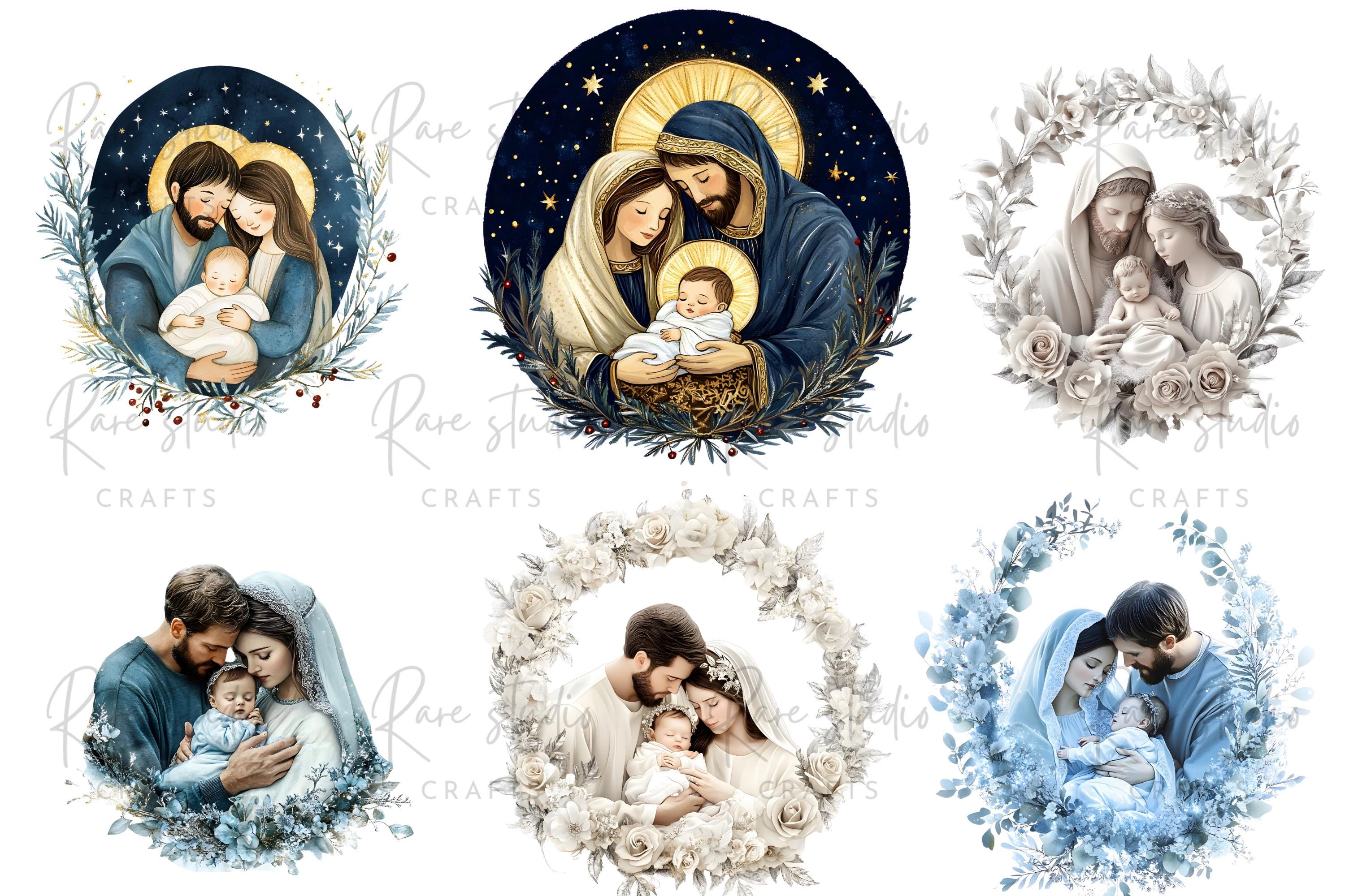 Watercolor Nativity Clipart Bundle, Religious Christmas Holy Family PNG ...