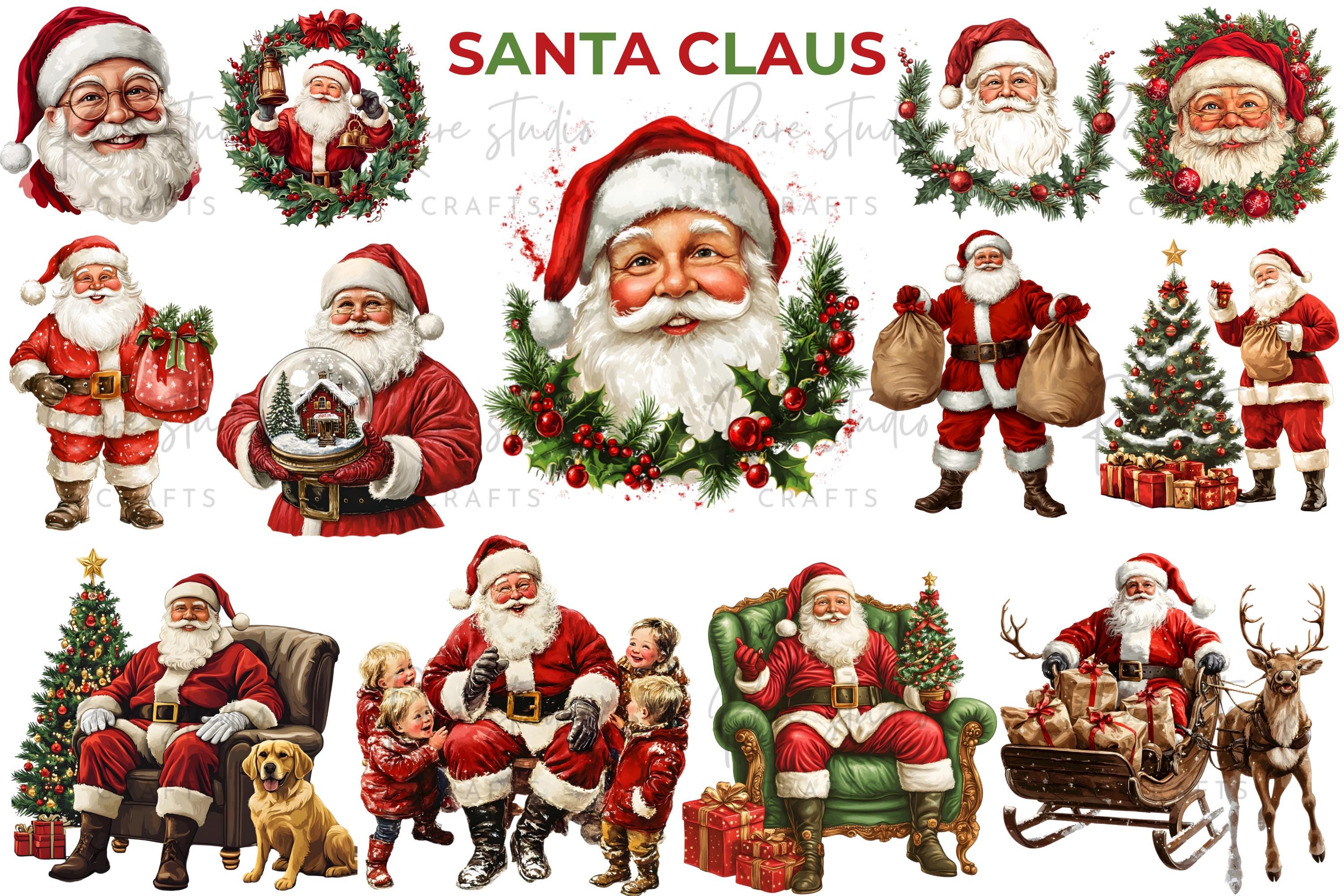 Christmas Watercolor Clipart Bundle: Santa, Reindeer, Elf (PNG Digital ...