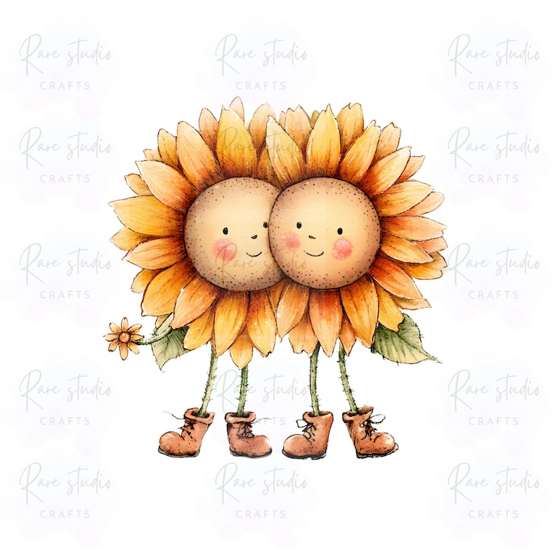 Sunflower Clipart Bundle Cartoon Floral PNG Summer Flowers Smiling ...