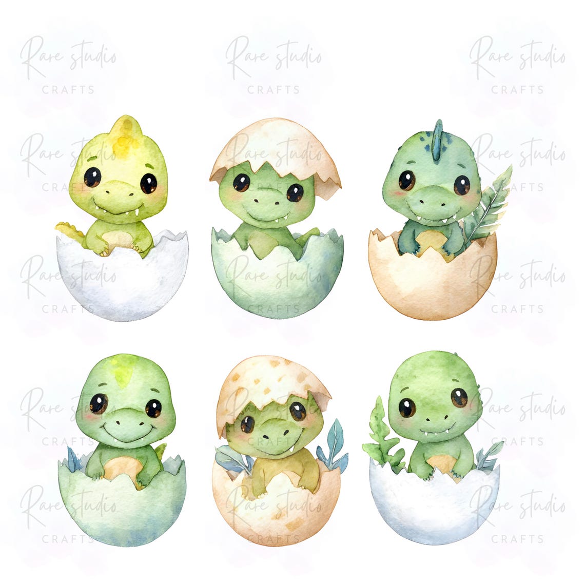 Baby Dinosaur PNG Bundle, Watercolor Dino Clipart, Kids Nursery ...