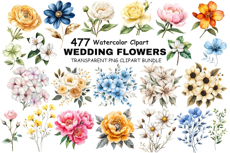Wedding Flowers Clipart | 477 Watercolor Floral Pngs | Wildflower PNG ...