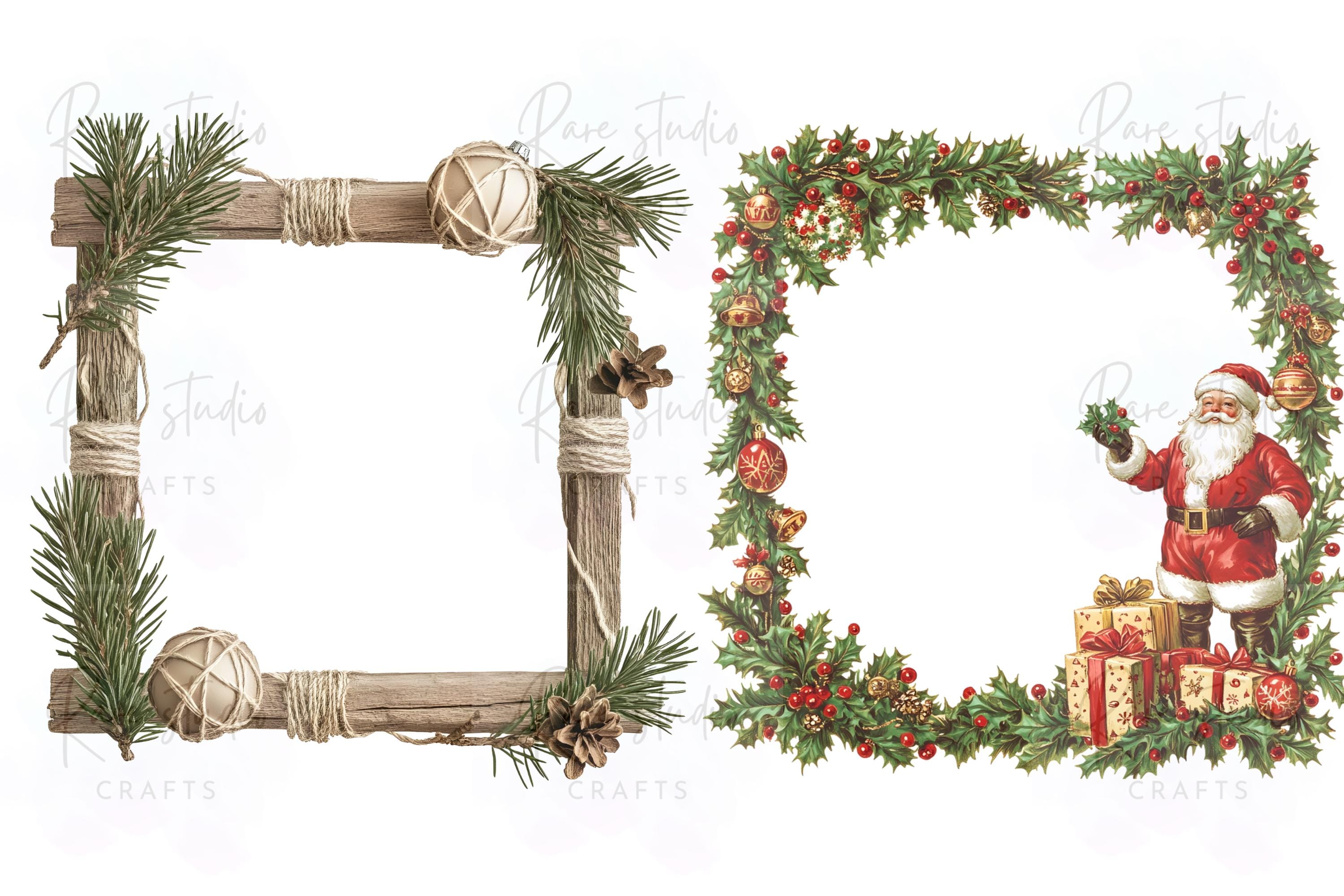 Christmas Frames Clipart Bundle Watercolor Holiday Borders Festive ...